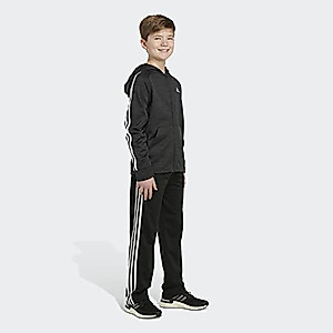 adidas Boys' Zip Front Indicator Hooded Jacket, Dark Black Heather, X-Large (18/20)