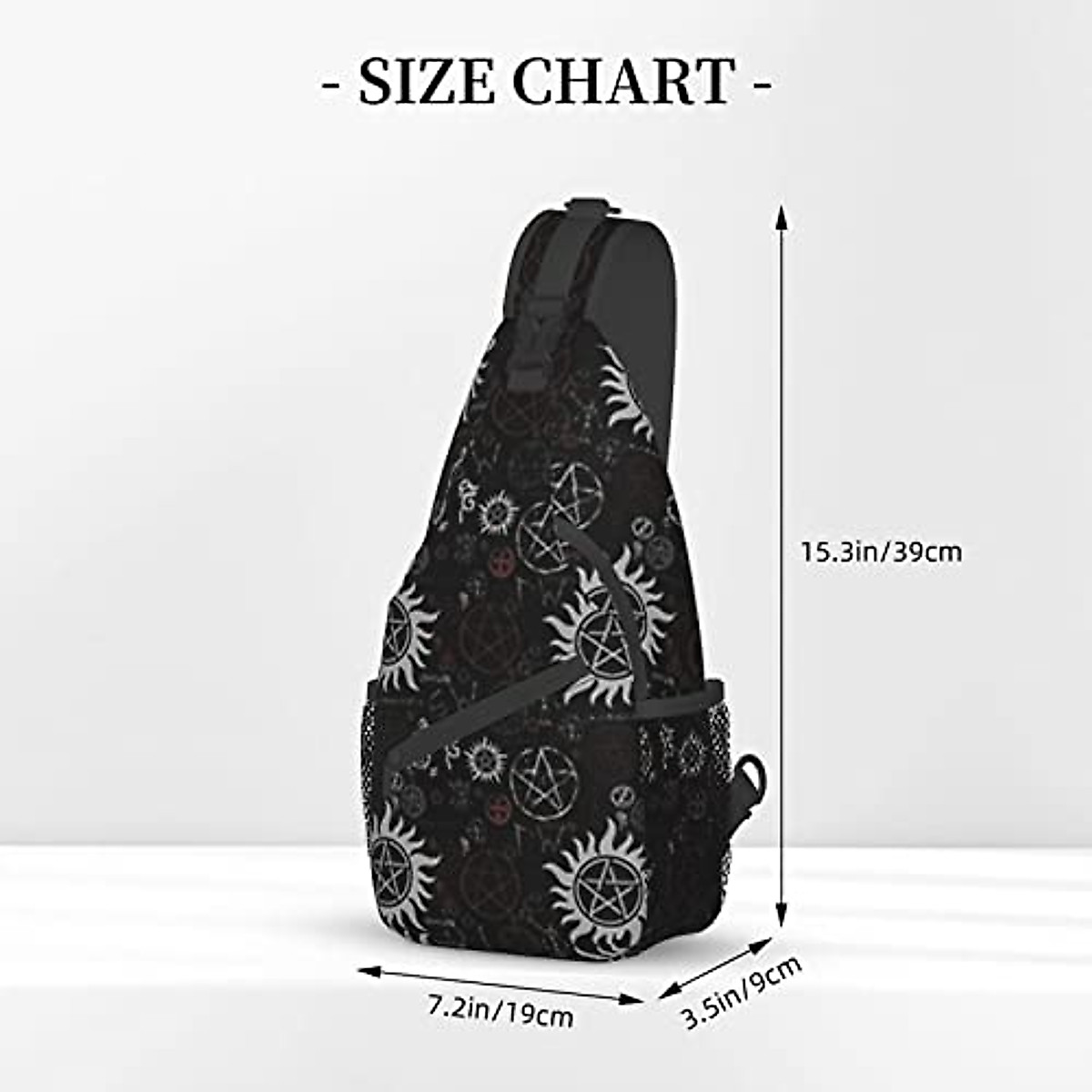 Supernatural Symbols Black Cross Chest Bag Diagonally, Crossbody Shoulder Bag Travel Hiking Daypack