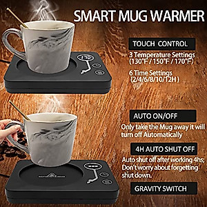 Mug Warmer - Coffee Mug Warmer for Desk - Auto Shut Off Coffee Warmer with 2-12Hrs Timer and 3 Temperature Setting, Portable Cup Warmer for Beverage, Coffee, Milk, Tea, Candle Wax, Ideal Xmas Gift