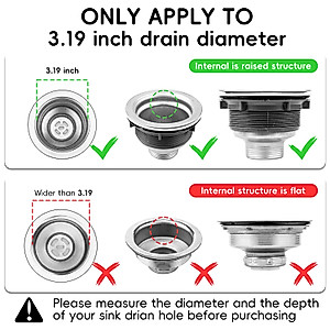 Kitchen Sink Drain Strainer, Wokdada Reversible Insert Mesh Sink Strainer, 304 Stainless Steel Sink Strainer, Clog-free Garbage Disposal Sink Catcher Strainer, 3.19 Inch Sturdy Metal Sink Screen