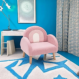 INFANS Kids Sofa, Toddler Armchair with Solid Wooden Frame Anti-Tipping Design Plush Fabric, Upholstered Children Chair for Kindergarten Playroom Preschool, Gift for Boys Girls, Toddler Couch