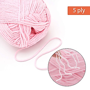 NICEEC 3 Skeins Soft Cotton Yarn 5ply Baby Cotton Yarn for Knitting Crochet Baby Weight Yarn Cotton Blend Yarn Total Length 3×220m(3×240 yds,100g×3)-Light Pink