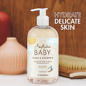 SheaMoisture Baby Wash and Shampoo 100% Virgin Coconut Oil for Baby Skin Cruelty Free Skin Care 13 oz