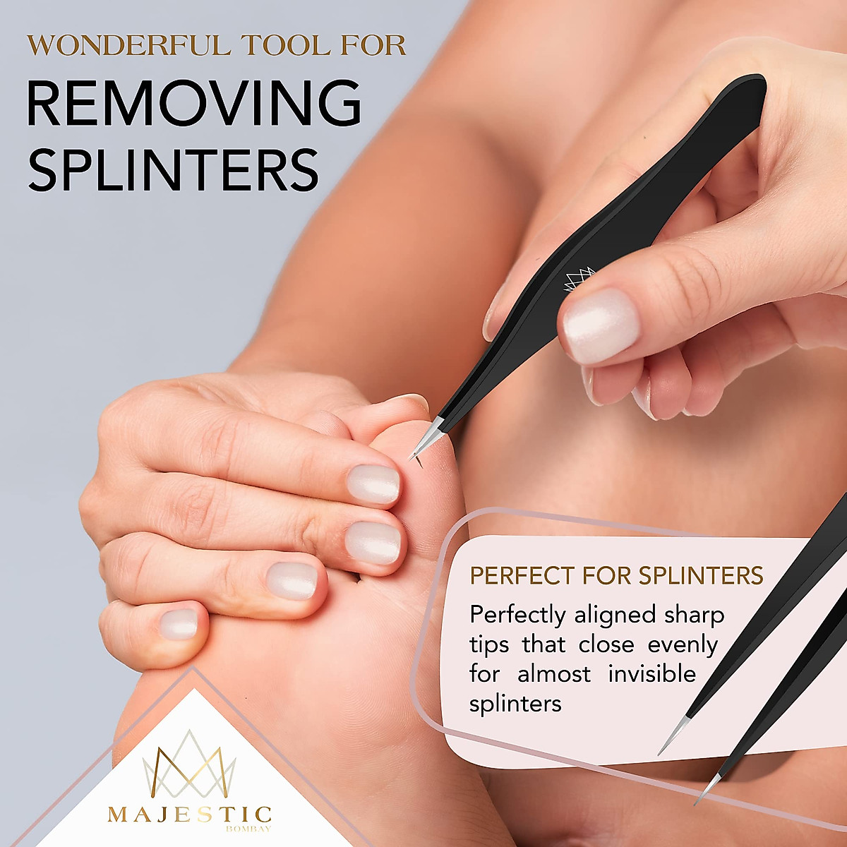 Surgical Tweezers for Ingrown Hair - Precision Sharp Needle Nose Pointed Tweezers for Splinters, Ticks & Glass Removal - Best for Eyebrow Hair, Facial Hair Removal(1 pack pointed, black)