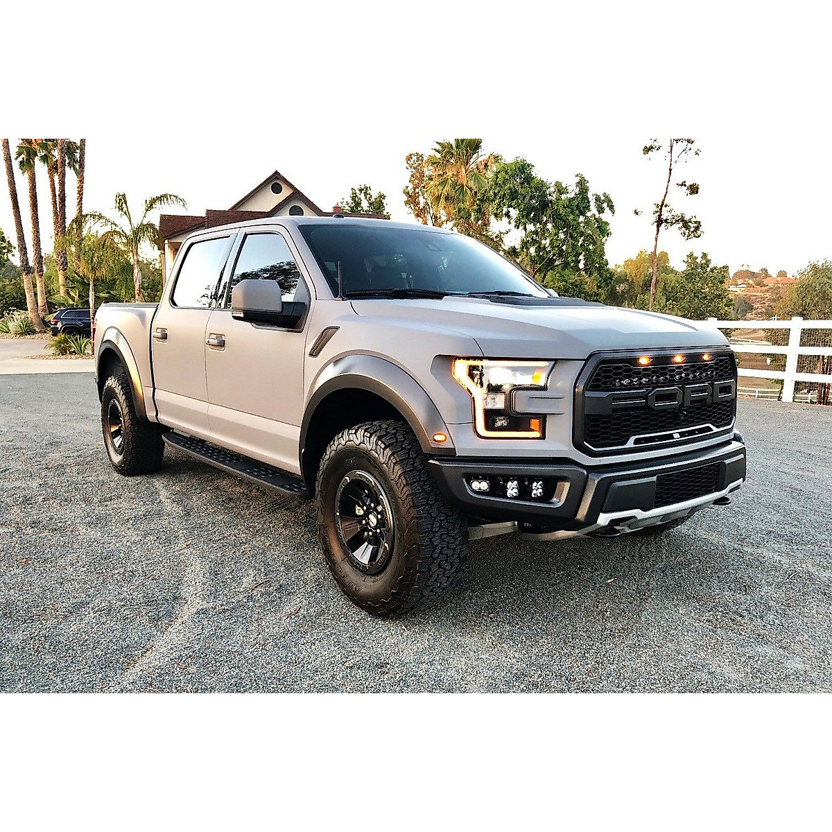 iJDMTOY 75-123-Smoked-Amber 3pc Dark Smoked Lens Amber Full Front Grille Driving Light Kit for 2010-14 & 2017-up Ford Raptor (Powered by 36 Pieces of SMD LED Diodes)