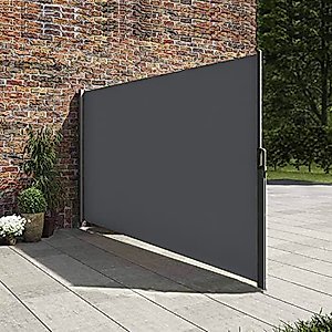 Retractable Side Awning,Waterproof & UV-Resistant,Folding Privacy Screen Room Divider Roll Up Balcony (Gray, 138″x 63″)