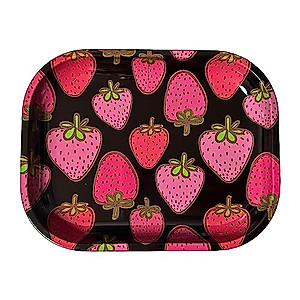 Rolling Tray “Strawberries” 5.5” x 7” Metal Tobacco Accessories