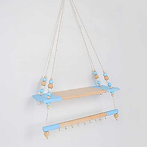 NC Crafts Ins Nordic Nordic Single-Layer Upper Board and Lower Stick Rack for Clothes Hanging Blue