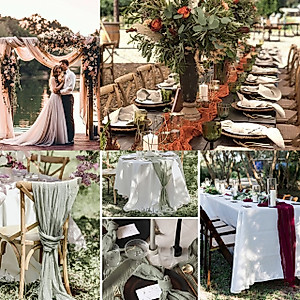 12 Pack Christmas Table Runner Beige Cheesecloth Table Runner 10ft Boho Gauze Cheese Cloth Table Runner Rustic Sheer Runner 120 inch Long for Christmas Wedding Table Decorations