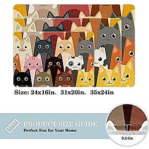 Funny Cats Funny Cartoon Grey Yellow, Indoor Door Mat Durable Front Door Mats Entryway Rug Non-Slip Absorbent Area Rugs Resist Dirt Rugs for Room Decor, 24"x16"