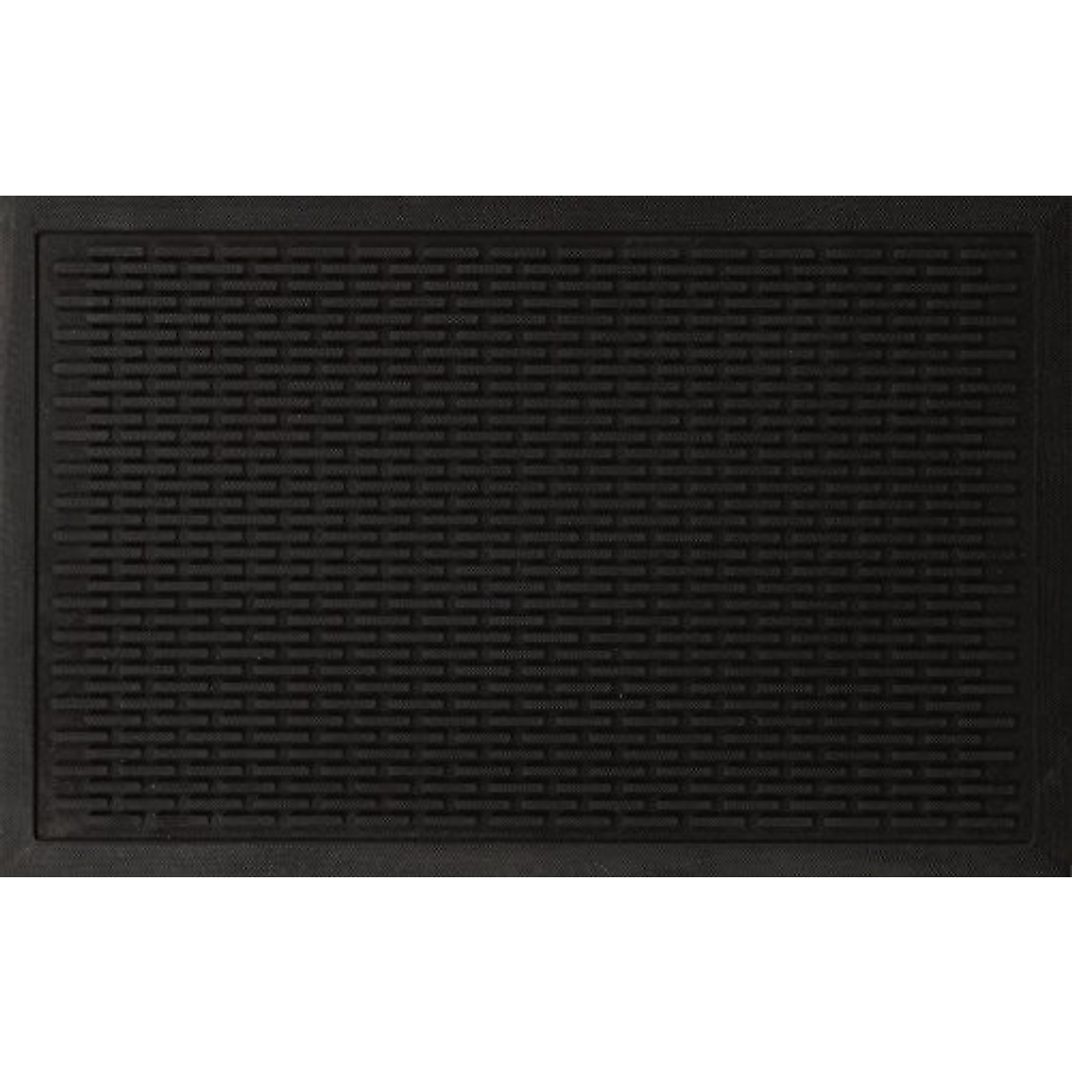 Indoor/Outdoor Hose-Wash Ribbed Design Non-Slip Rubber 2x3 Modern Entryway Mat for Entryway, Patio, Backyard, Garage, 24" x 36", Black Ribbed