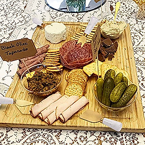 4PCs Gold Cheese Knife Set, Marble Cheese Butter Spreader Cutter with Ergonomic Ceramic Handle for Bread, Stainless Steel Cheese Shaver and Fork for Kids, Birthday, Wedding, Anniversary(Gold)