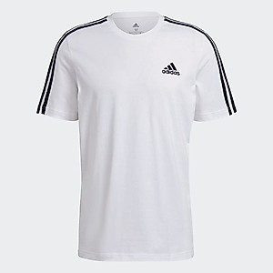 adidas Men's Essentials 3-stripes Tee, White/Black, Small
