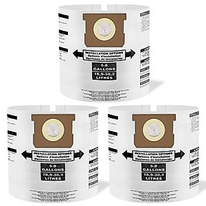 3 pack 90661 Vacuum bag Compatible for Shop Vac bags 5-8 Gallon,Type E 90661 9066100 9066133,Type H 90671 9067100 9067133 VF2004,Disposable Collection Filter bags
