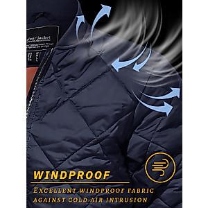 TACVASEN Men's Padded Jackets Winter Full Zipper Fleece Casual Bomber Varsity Coat Navy M