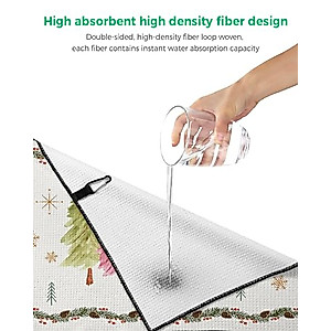 Golf Towel Xmas Colored Christmas Tree,Waffle Pattern Microfiber Club Cleaner Golf Towels with Carabiner Clip for Women Men Dad,Golden Snowflake Pine Cone Golf Towel for Golf Bags Accessories,24x16in