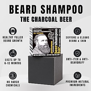 Professor Fuzzworthy's Gentlemans Activated Charcoal & Beer Hair SHAMPOO Bar for Men - All Natural for Normal, Dry, Oily Hair - 4.2 oz