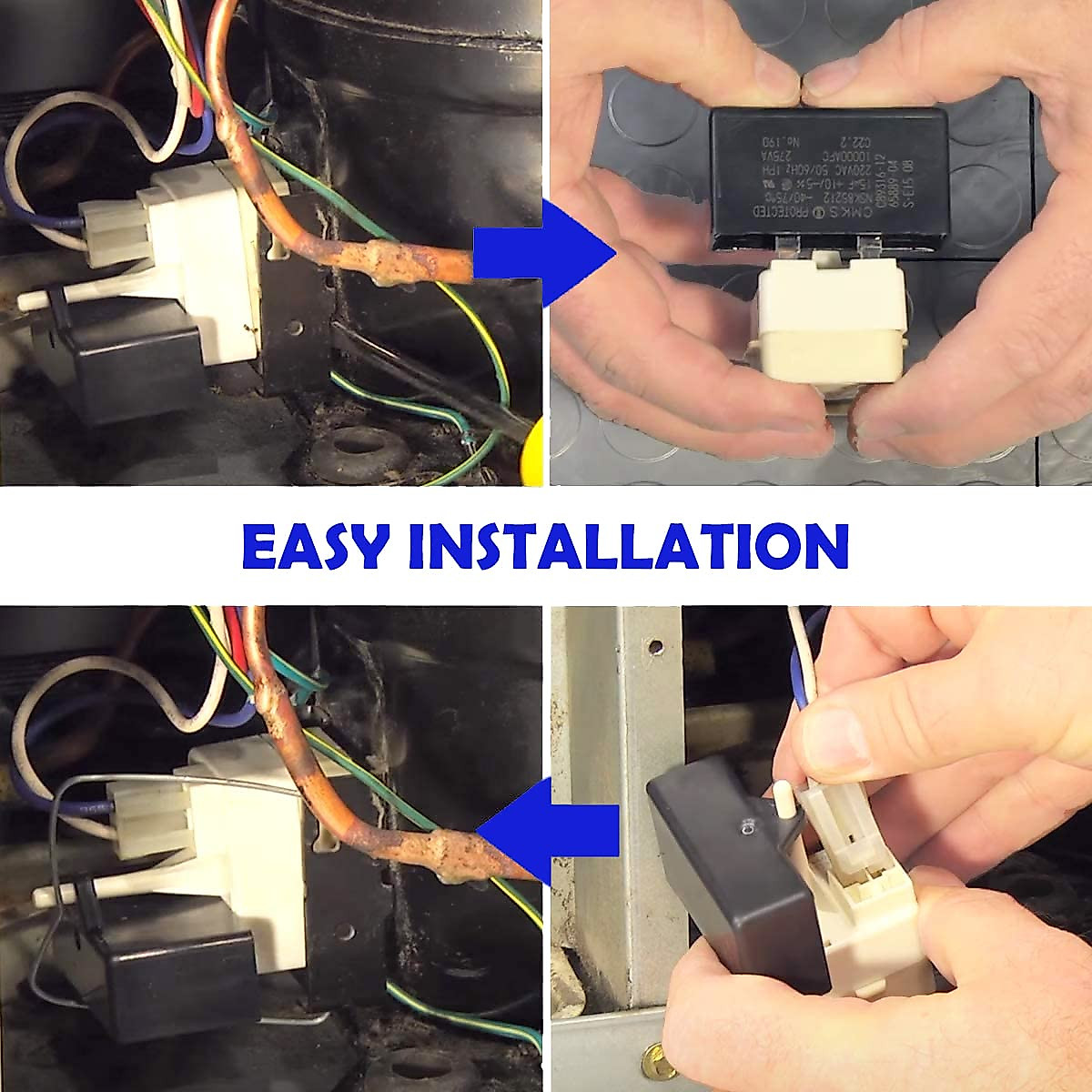 W10613606 Refrigerator Compressor Start Relay and Capacitor Compatible with Whirlpool Ken-More Kitchen-Aid fridges Replace W10416065 AP5787784 PS8746522 3023300 67003186