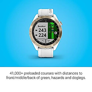 Garmin Approach S40, Stylish GPS Golf Smartwatch, Lightweight With Touchscreen Display, White/Light Gold