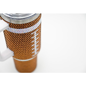 SEM LIFE 40 Oz Rhinestone Bling Tumbler Cup with Handle and Straw (FOOTBALL), Stainless Steel and Double Wall Insulated, Stand Out and Shine at Parties, Ball Games, Tailgating, Office, Daily Life