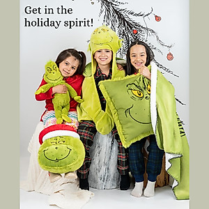 Franco Cuddle Buddy, Regular, Grinch Faux Fur Dec Pillow, 18 in x 18 in