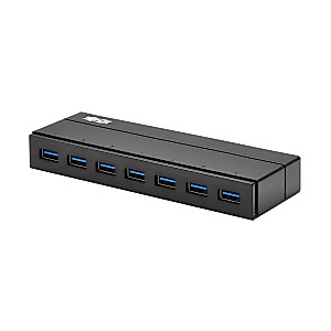 Tripp Lite 7-Port USB-A Mini Hub - USB 3.2 Gen 1, Up to 5 Gigabits per Second, Plug-and-Play No Software Needed, International Plug Adapters for UK, EU, & Australia - 1-Year Warranty (U360-007-INT)