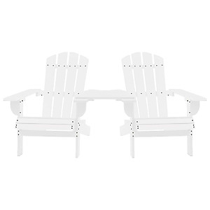 Tidyard Patio Adirondack Chairs with Tea Table Solid Wood Fir White Outdoor Fire Pit Chair Wooden Garden Armchair for Porch Pool Lawn Deck Backyard Balcony Outdoor