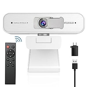 NexiGo Zoom Certified, N940P 2K Zoomable Webcam with Remote and Software Controls | Sony Starvis Sensor | 1080P@ 60FPS | 3X Zoom in | Dual Stereo Microphone, for Zoom/Skype/Teams/Webex (White)