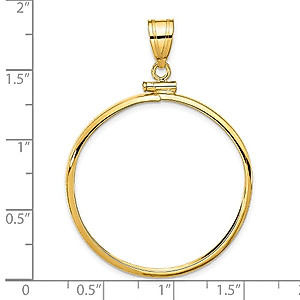 Roy Rose Jewelry Gold Coin Mounting | U.S. American Gold Eagle or Buffalo | 32.7mm | Screw Top | Plain, Reeded Edge, Diamond-cut Fancy Bezel Pendant Frames | Solid 14K Gold