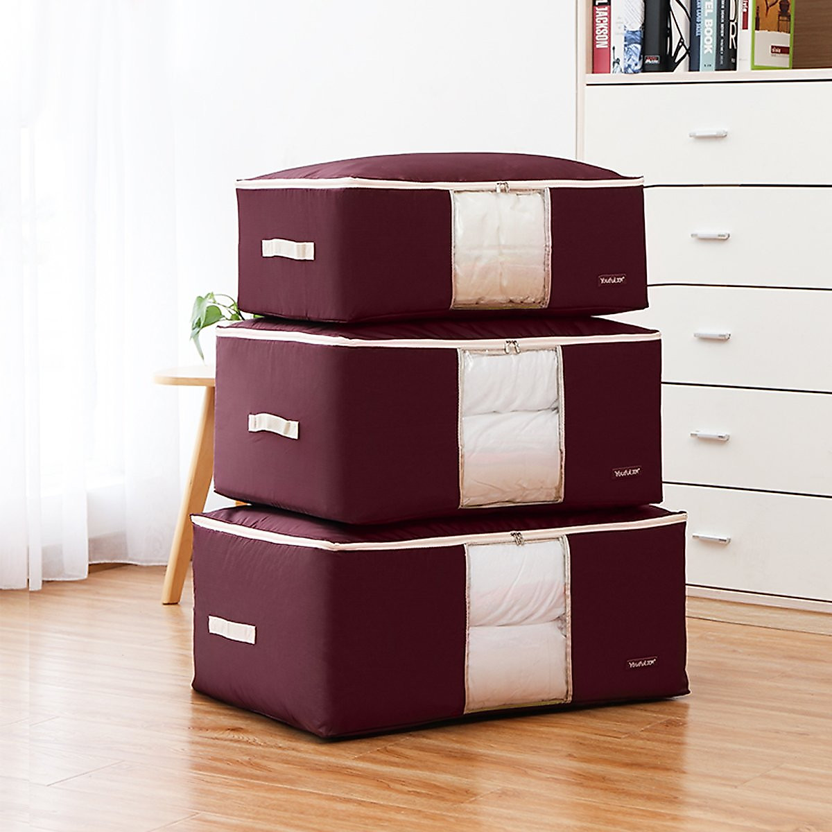 Oululu Oxford Storage Bag for Quilt Blanket Clothes Comforter (Wine Red, XL)