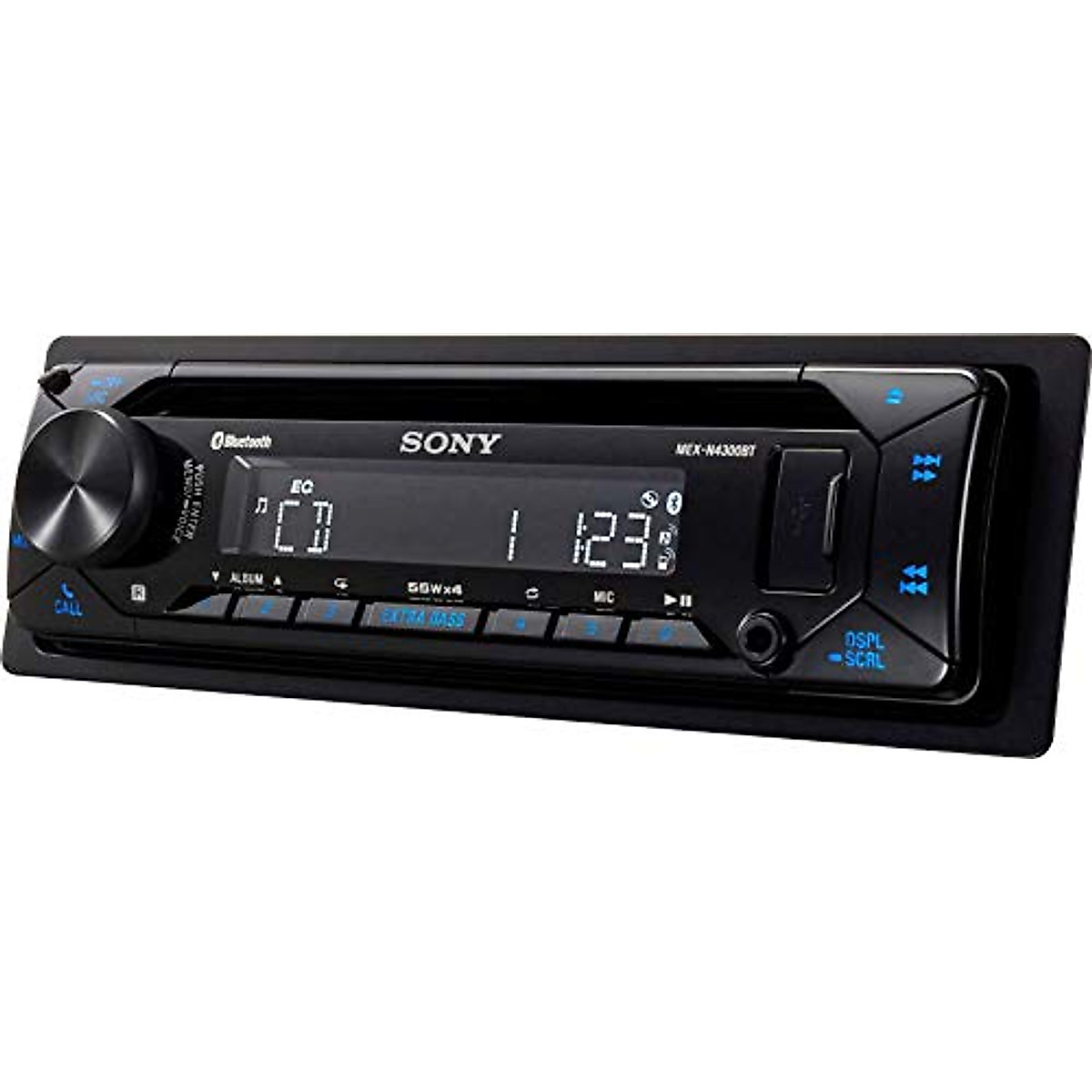 Sony MEX-N4300BT Built-in Dual Bluetooth Voice Command CD/MP3 AM/FM Radio Front USB AUX Pandora Spotify iHeartRadio iPod / iPhone Siri and Android Controls Car Stereo Receiver with ALPHASONIK EARBUDS