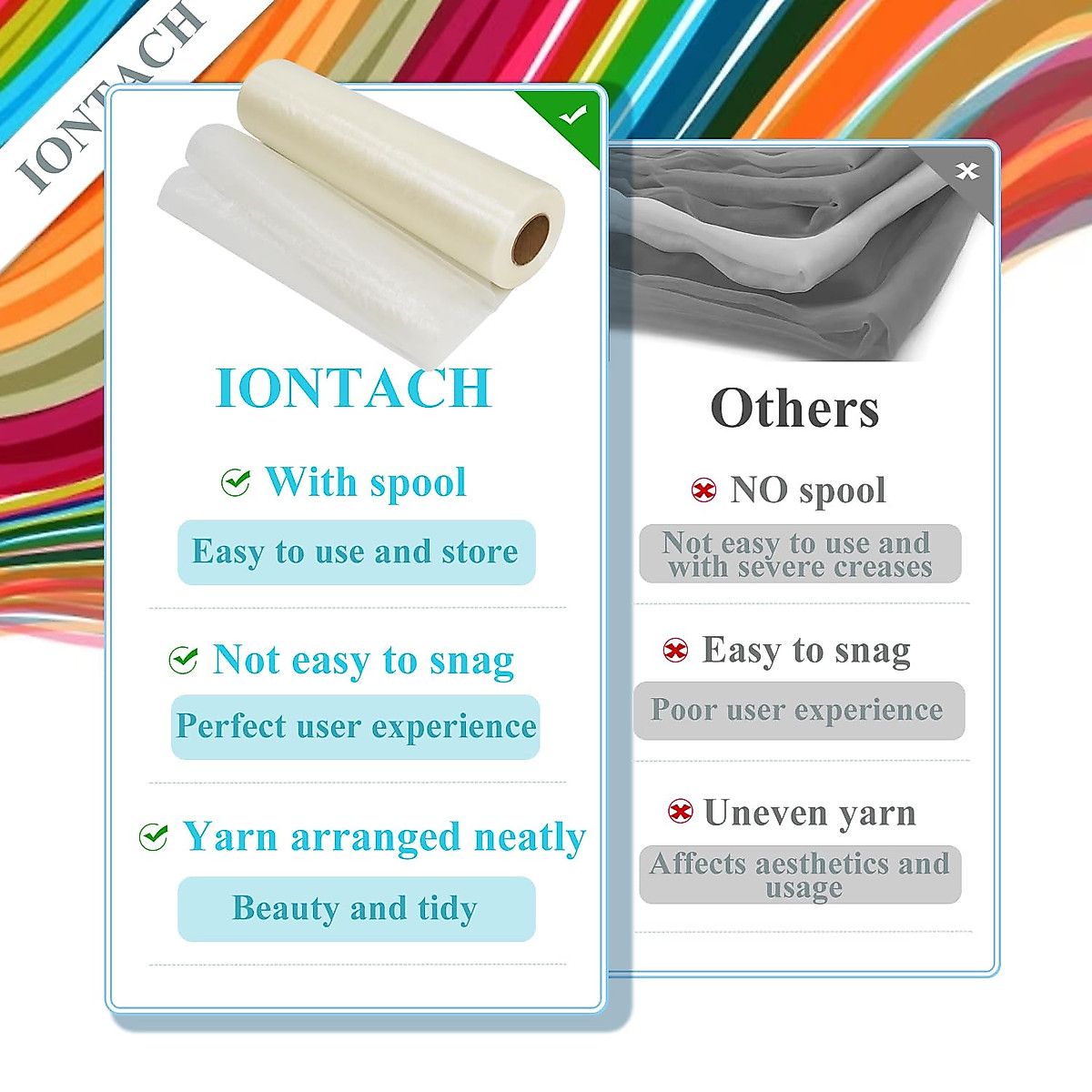 Ivory Tulle Crystal Organza Fabric Rolls 12 Inch by 50 Yards (150 feet) Sheer Fabric for DIY Tutu Bow Baby Shower Birthday Party Wedding Decorations Christmas Craft Supplies