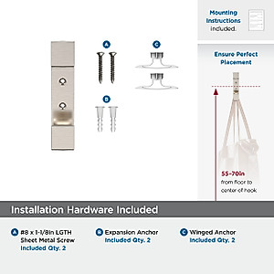 Amerock H37009G10 | Bray Double Prong Decorative Wall Hook | Satin Nickel Hook for Coats, Hats, Backpacks, Bags | Hooks for Bathroom, Bedroom, Closet, Entryway, Laundry Room, Office
