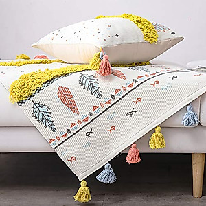 Kingrol 2' x 3' Bright Area Rug, Tufted Cotton Throw Rug with Tassel - Spring Home Decor for Nursery Kitchen Living Room Bedroom Bathroom Laundry Room, Yellow/Beige