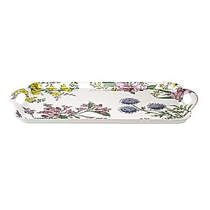 Pimpernel Stafford Blooms Large Handled Tray | Serving Tray for Lunch, Coffee, or Breakfast | Made of Melamine for Indoor and Outdoor use | Measures 18.9" x 11.6" | Dishwasher Safe