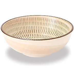 Mino Ware Serving Bowl, 5.2 inch, Beige, Mino-Mingei, Japanese Ceramic Soup/Salad Bowl, Microwave/Dishwasher Safe