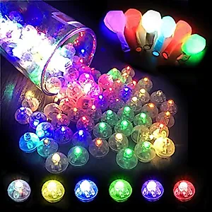 K.E.J. 100pcs Balloon Light Multicolor Tiny Led Lights Waterproof Mini Round Balls Lights Flash Ball Lamp for Balloon Birthday Party Wedding Halloween Decorations