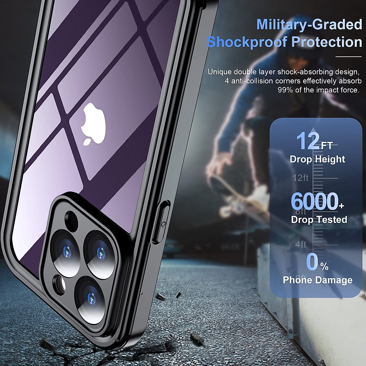 Temdan [Real 360] for iPhone 14 Pro Max Case Waterproof, Built-in 9H Tempered Glass Camera Lens & Screen Protection [14FTMilitary Dropproof][Full-Body Shockproof][Dustproof][IP68 Underwater]Phone Case