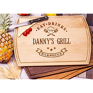 Personalized Grill Wooden Cutting Board Handmade in USA – Best Serves as Chopping board, Charcuterie board, Cheese board – Unique Wood Grilling Gift for men Birthday, Housewarming & Anniversary