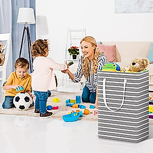 StorMiracle 2 Pack Laundry Basket, 75L Freestanding Laundry Hamper, Foldable & Waterproof Clothes Hamper Laundry Bin with Reinforced Handles for Laundry Room, Bedroom, Living Room, Grey