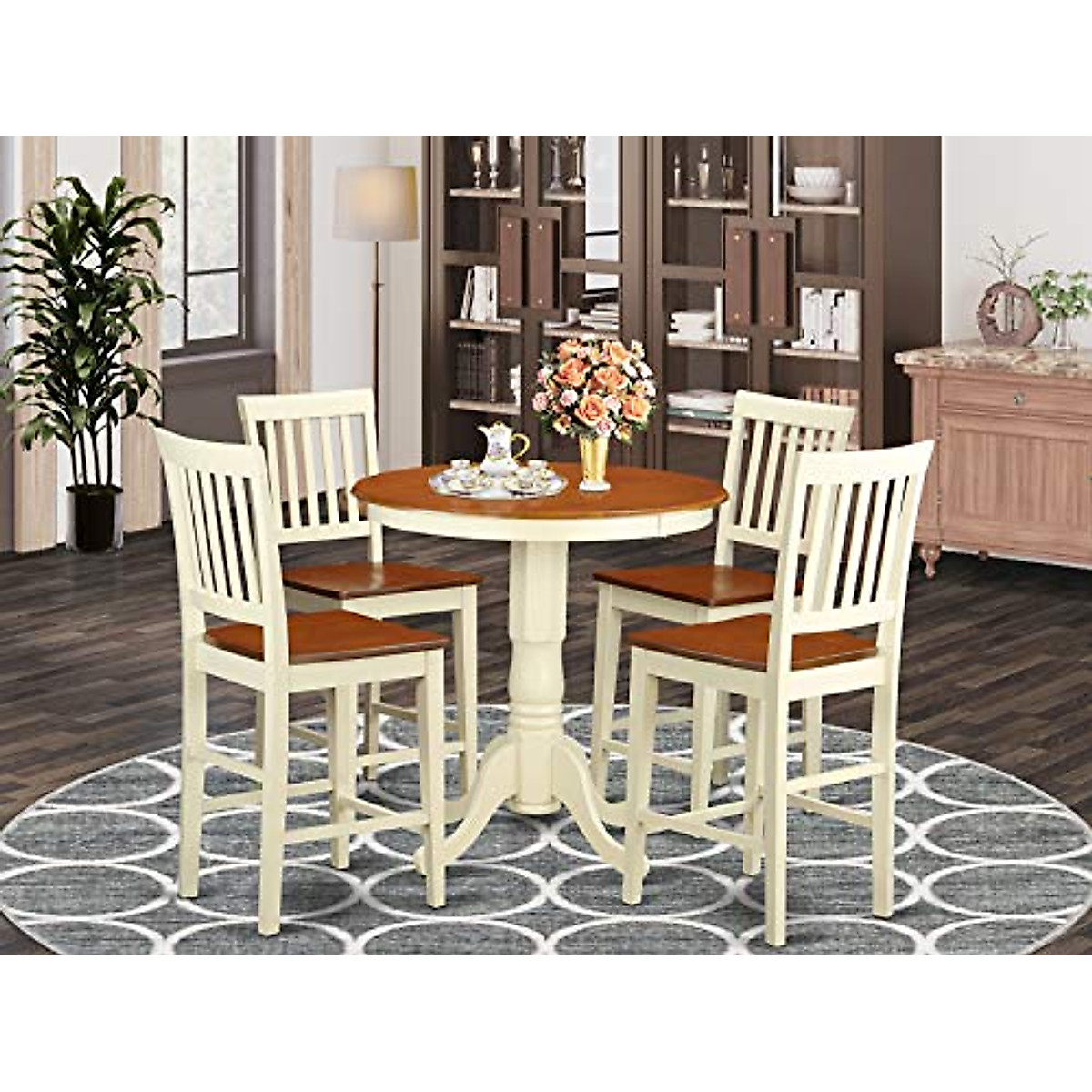 East West Furniture EDVN5-WHI-W Dining Set, 5-Piece