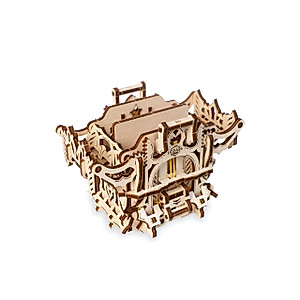 UGEARS 3D Puzzle for Board Games – Deck Box for up to 120 Game Cards - Unique Mechanical Devices for Family Tabletop Role-Playing Games - Wooden Construction Kits for Adults