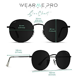 WearMe Pro - Reflective Lens Round Trendy Sunglasses (Gold Frame/Black Lens, 51)