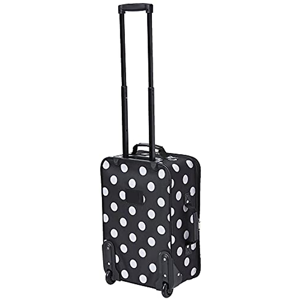 Rockland Fashion Softside Upright Luggage Set,Expandable, Telescopic Handle, Wheel, Black Dot, 2-Piece (14/19)