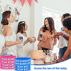 48 Pcs Burnouts or Bows Gender Reveal Silicone Wristbands Team Boy Team Girl Bracelets Gender Reveal Bracelets for Baby Shower Gender Reveal Party Favors, Blue and Pink