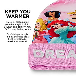 Disney Girls Princess Hat And Kids Gloves Set For Ages 4-7, Pink