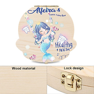 Artsadd Custom Colorful Tooth Fairy Box with Name, Personality Wooden Tooth Storage and Saver Box for Lost Teeth Children, Newborn Baby Birthday Christmas Keepsake Gift