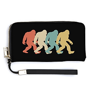 FunnyStar Retro Bigfoot Sasquatch Women's Long RFID Hand Wallet Wristlet Clutch Purse PU Leather Handbag with Wrist Strap