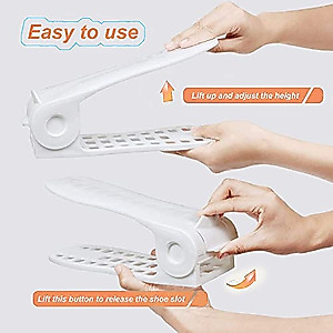 YIHATA Shoe Slots Organizer, Adjustable Shoe Stacker Storage Space Saver, Double Deck Shoe Rack Holder for Closet Organization, Thickening Quality Upgrade (16Pack, White)