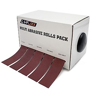 LYFJXX Emery Cloth Roll, 5 Grits Abrasive Sand Paper Set, 150 240 320 400 600 Grit Sandpaper Rolls for Wood Metal Polishing with Dispenser, Each Roll (6M)
